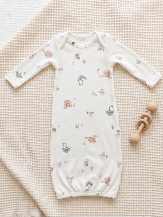 Carter's | Pajamas | Carters Cream Baby Gown With Pastel Green And Pink ...